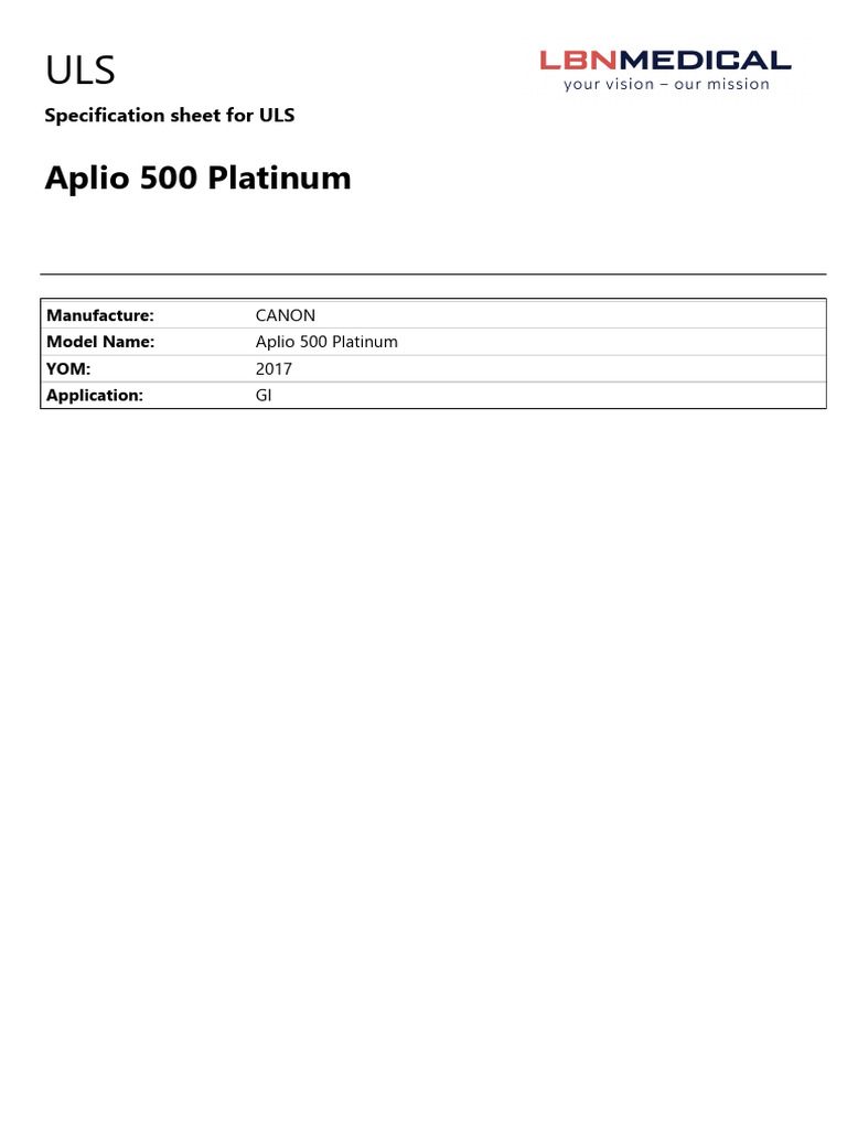Aplio 500 Platinum - LBN0007253 | PDF