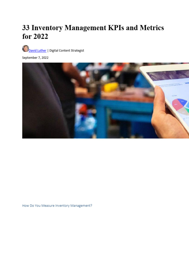 33 Inventory Management KPIs and Metrics For 2022 | PDF | Performance ...