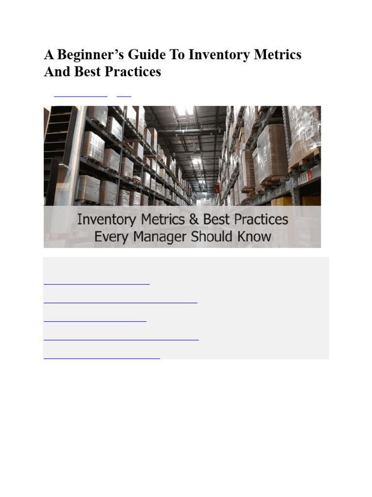 A Beginner's Guide To Inventory Metrics and Best Practices | PDF ...