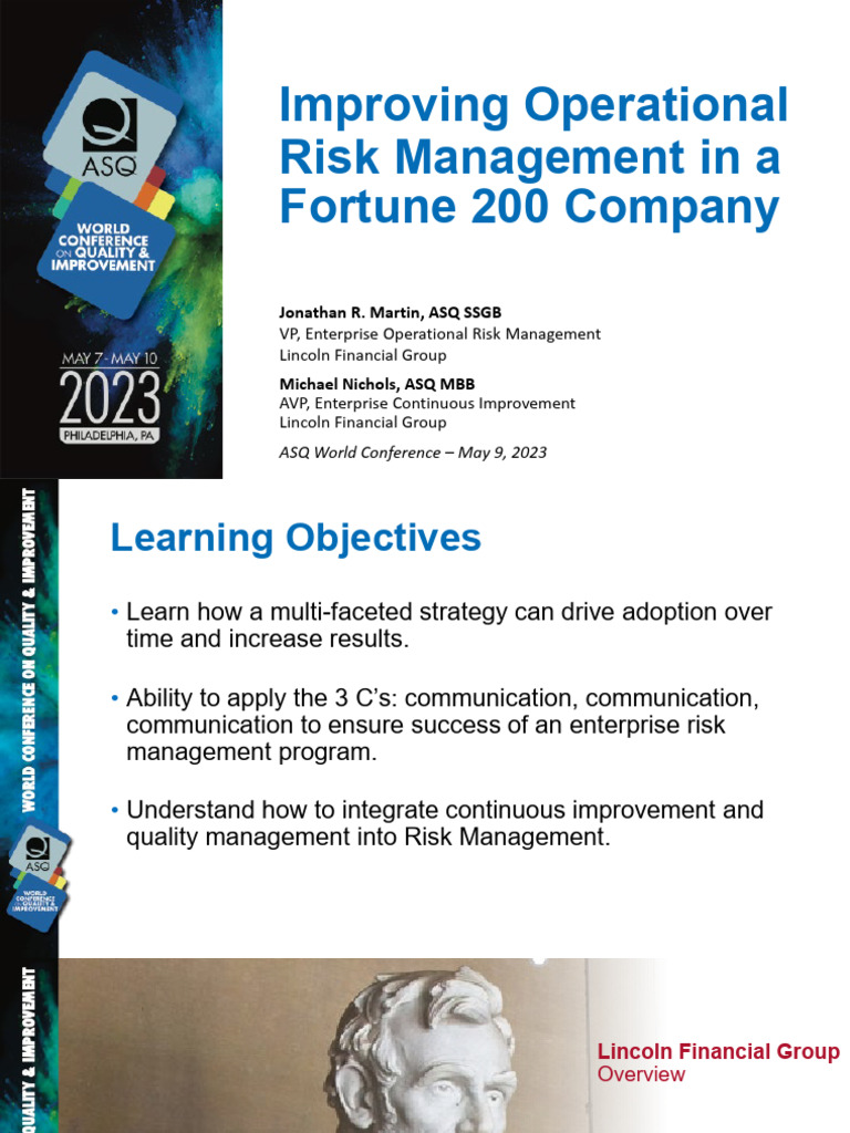 Operational Risk Management Strategy | PDF | Risk Management | Quality ...