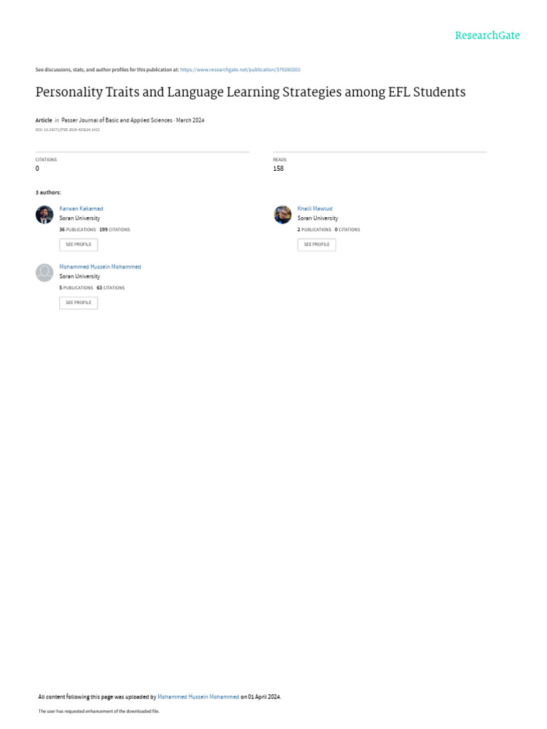 PSR Volume6 Issue1 Pages185-191 | PDF | Extraversion And Introversion | Behavioural Sciences