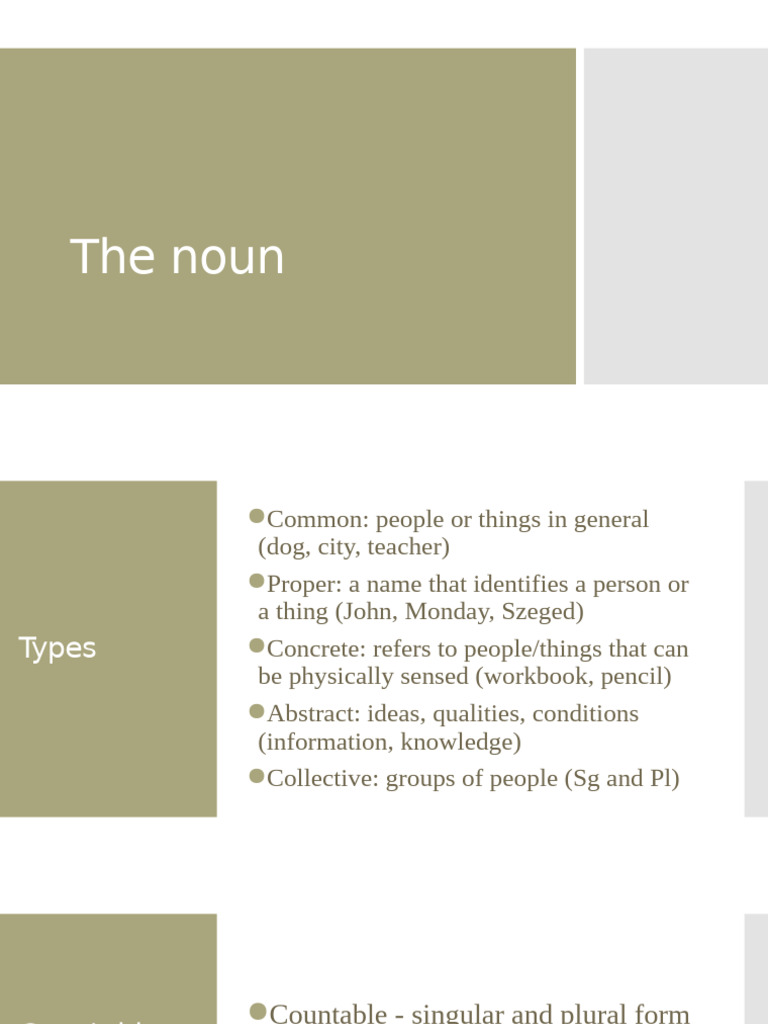 Understanding Noun Types and Forms | PDF | Language Arts & Discipline