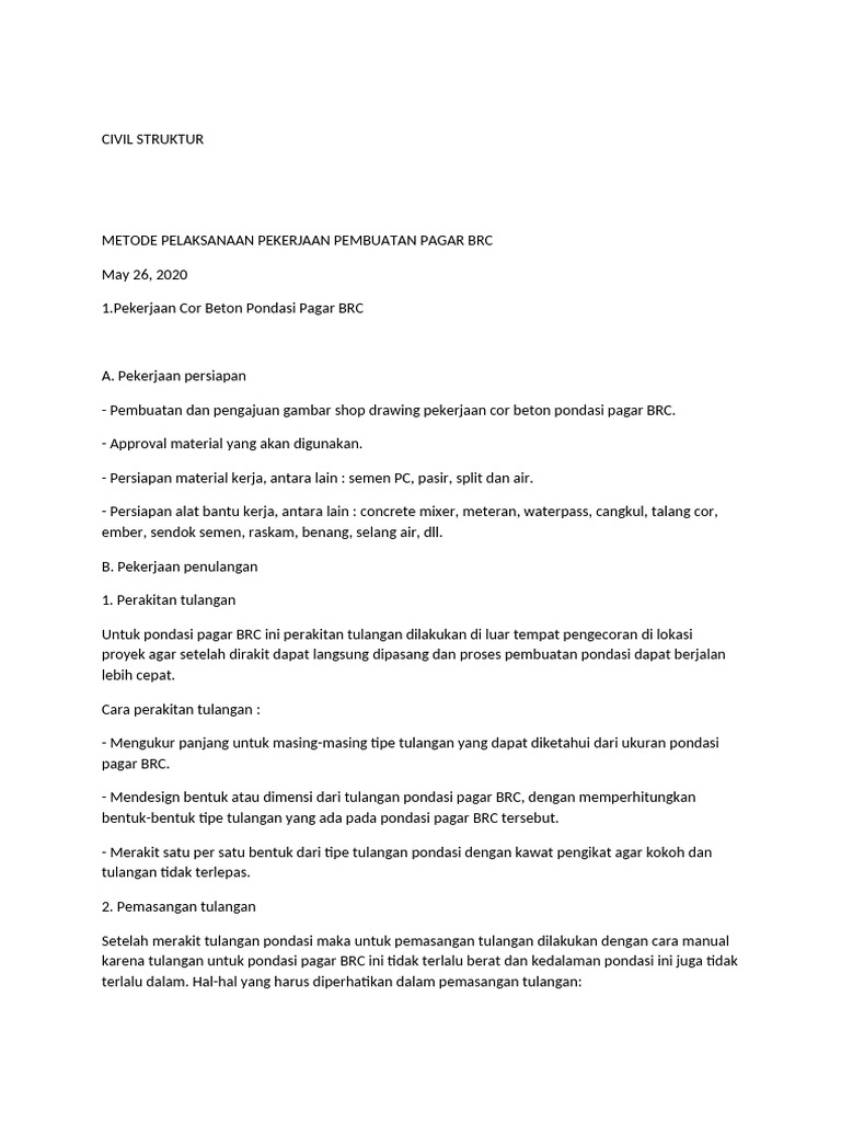 Metode Pembuatan Pagar BRC | PDF | Teknologi & Rekayasa