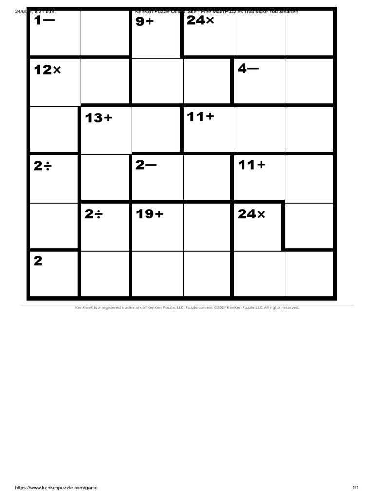 KenKen 6x6 Nivel 3 | PDF