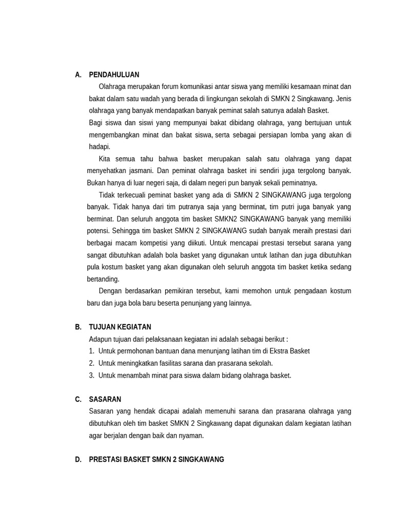 Proposal RAB Ekstra Basket | PDF | Memasak, Makanan, & Anggur