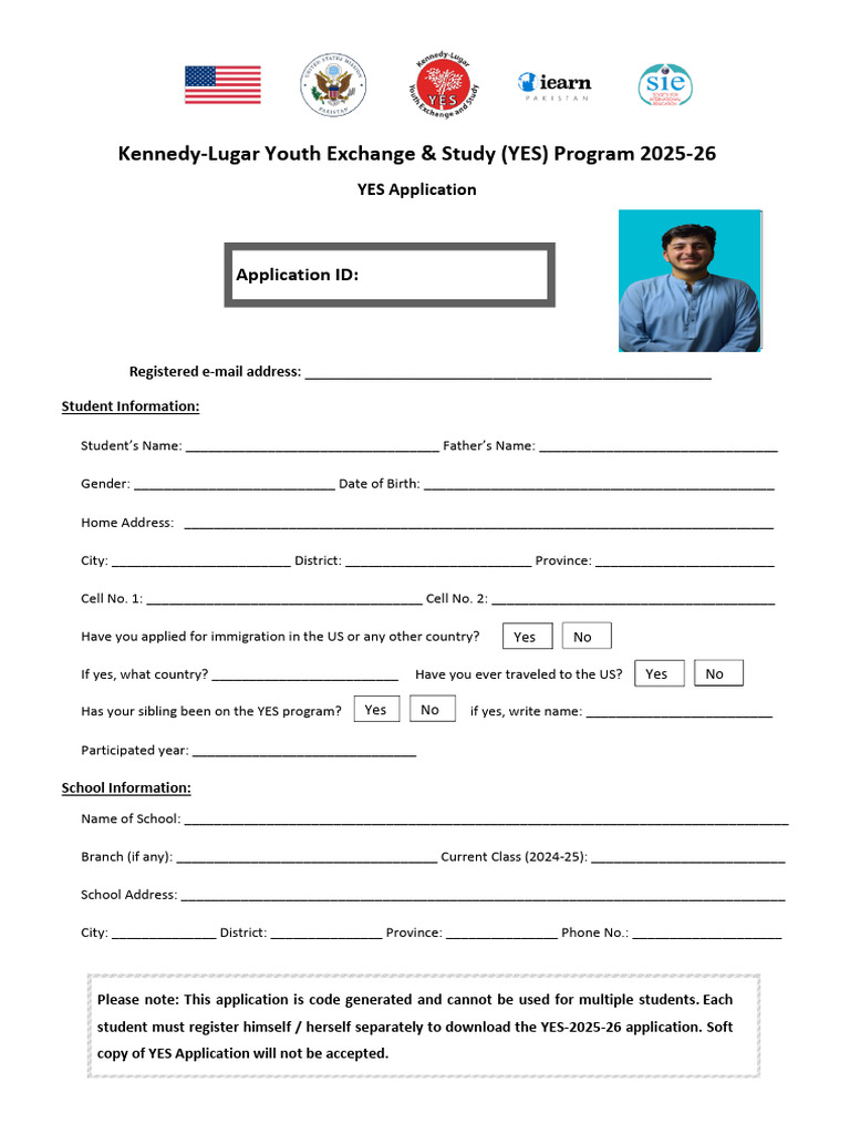 YES Program Application 2025-26 | PDF