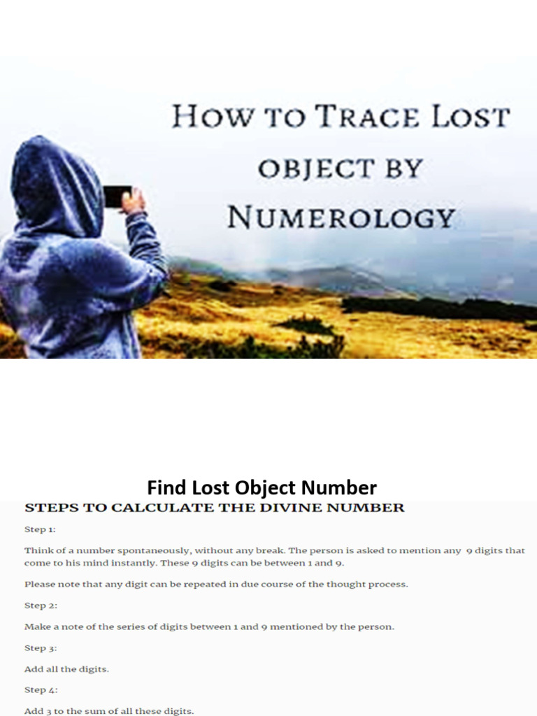 Find Lost Object Number | PDF