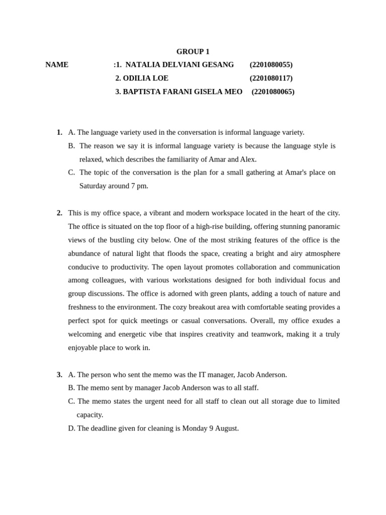 Informal Conversations and Office Memo | PDF