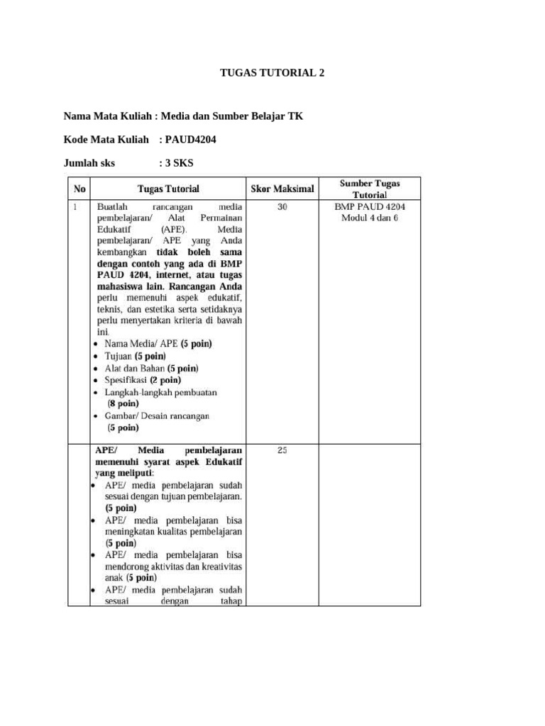 TT2 Media Dan Sumber Belajar PAUD | PDF | Seni