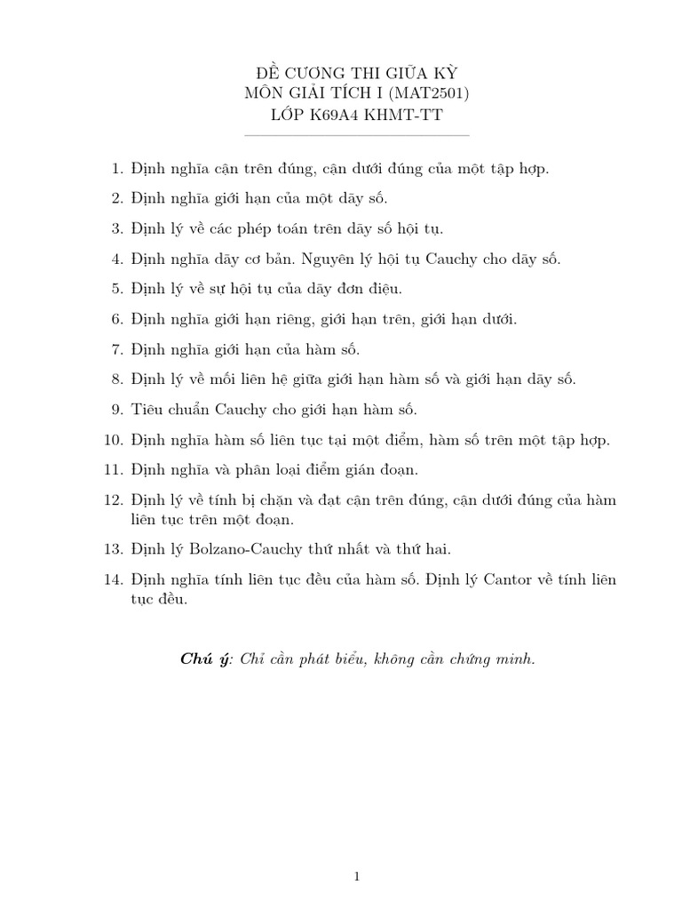 De Cuong Giua Ky - K69a4 - Mat2501 | PDF