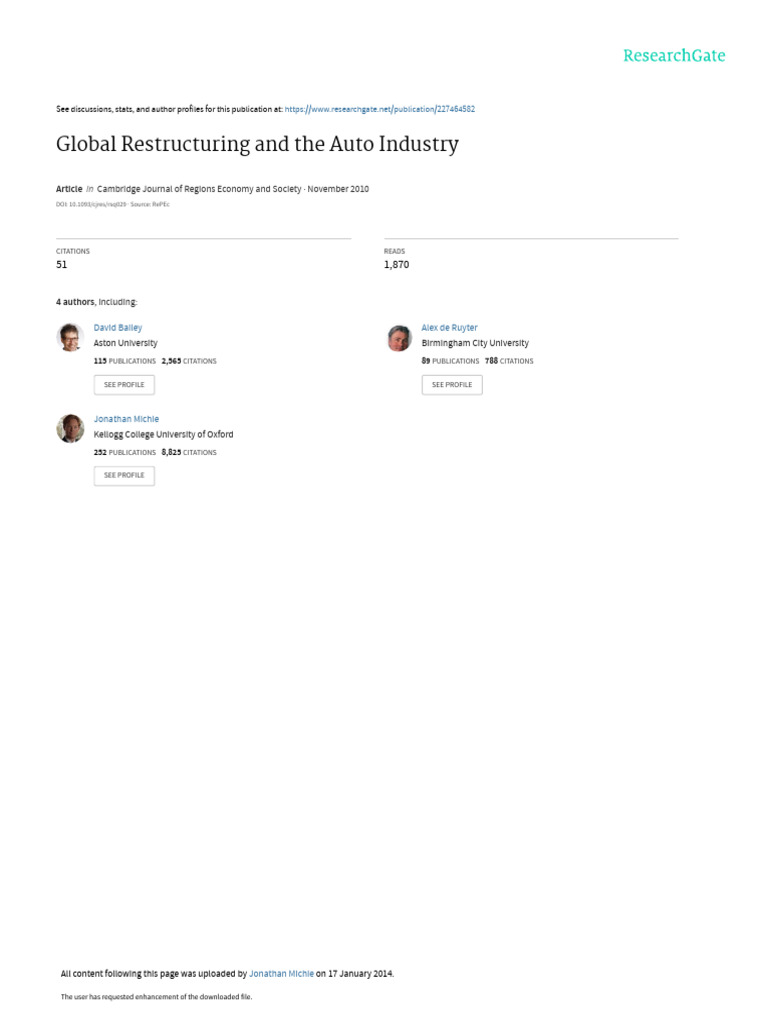 Global Restructuring in Auto Industry | PDF | Supply Chain | Automotive ...