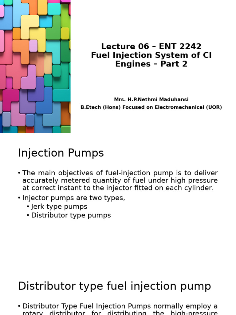 Fuel Injection Systems in CI Engines | PDF | Pump | Fuel Injection