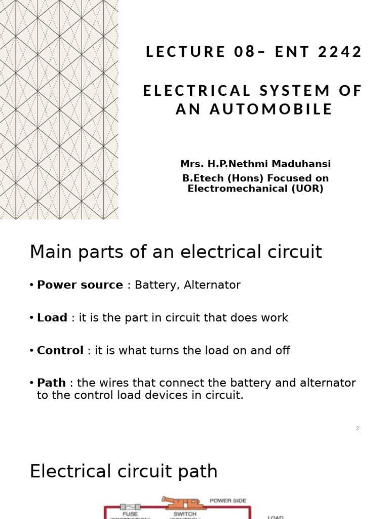 Lecture 08 Electrical System | PDF | Ignition System | Transformer
