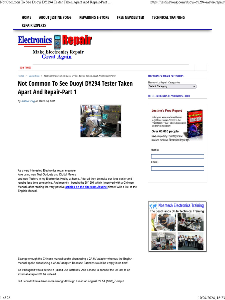 Not Common To See Duoyi DY294 Tester Taken Apart and Repair-Part 1 ...