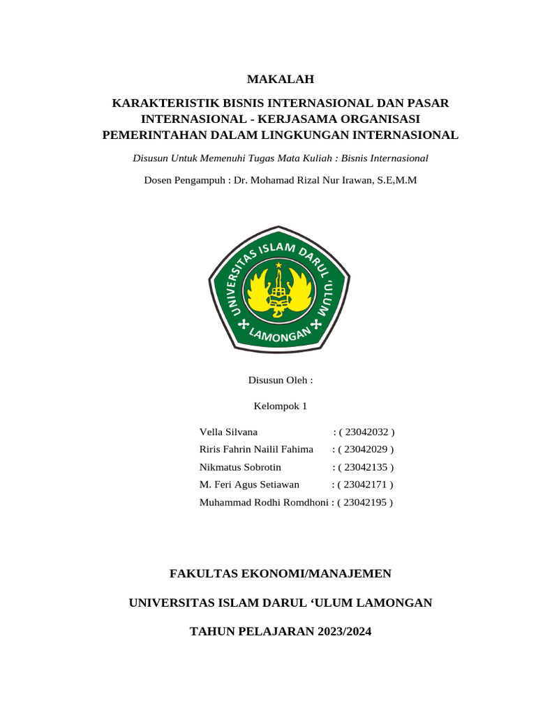 MKLH Bisnis Internasional | PDF | Pengelolaan Keuangan & Uang