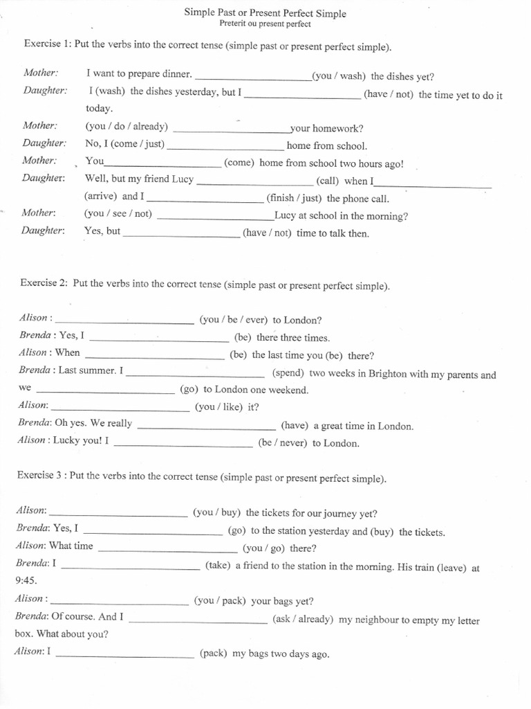 Ex Prétérit Ou Present Perfect | PDF