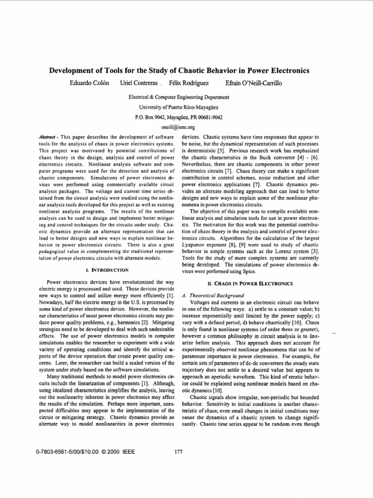 Development of Tools For The Study of Chaotic Behavior in Power | PDF ...