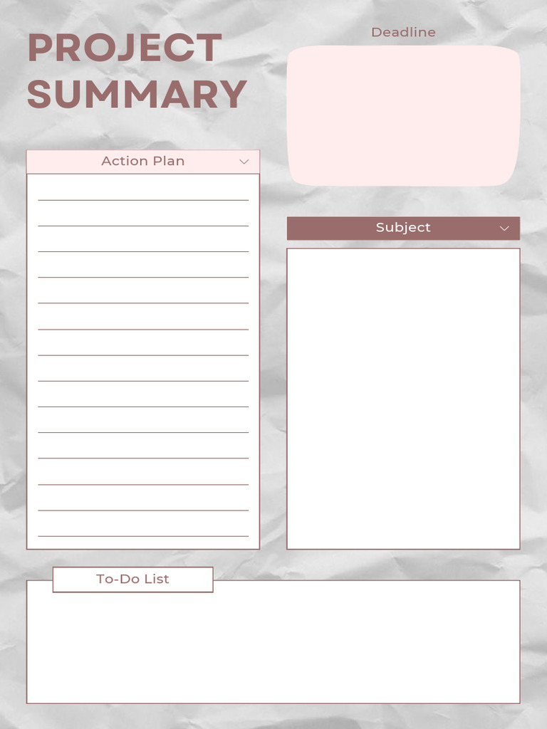 Pink Project Summary Planner PDF | PDF