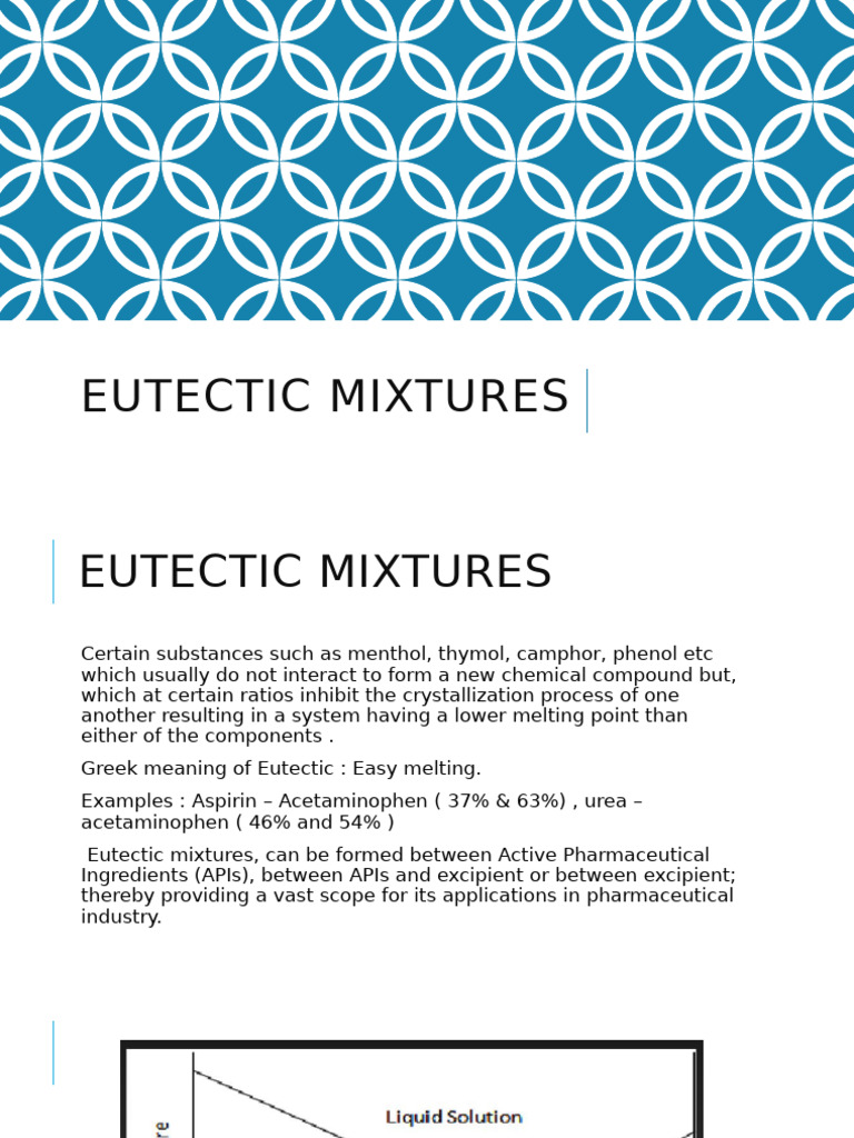Eutectic Mixtures Pdf Melting Point Chemical Substances
