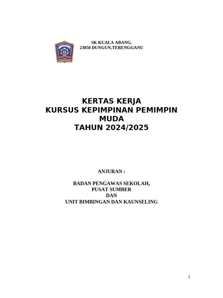 Kertas Kerja Kem Kepimpinan Pengawas 2024 | PDF
