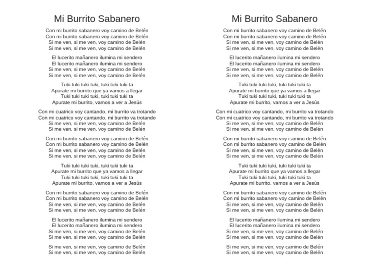 Mi Burrito Sabanero 1RO A PCH | PDF