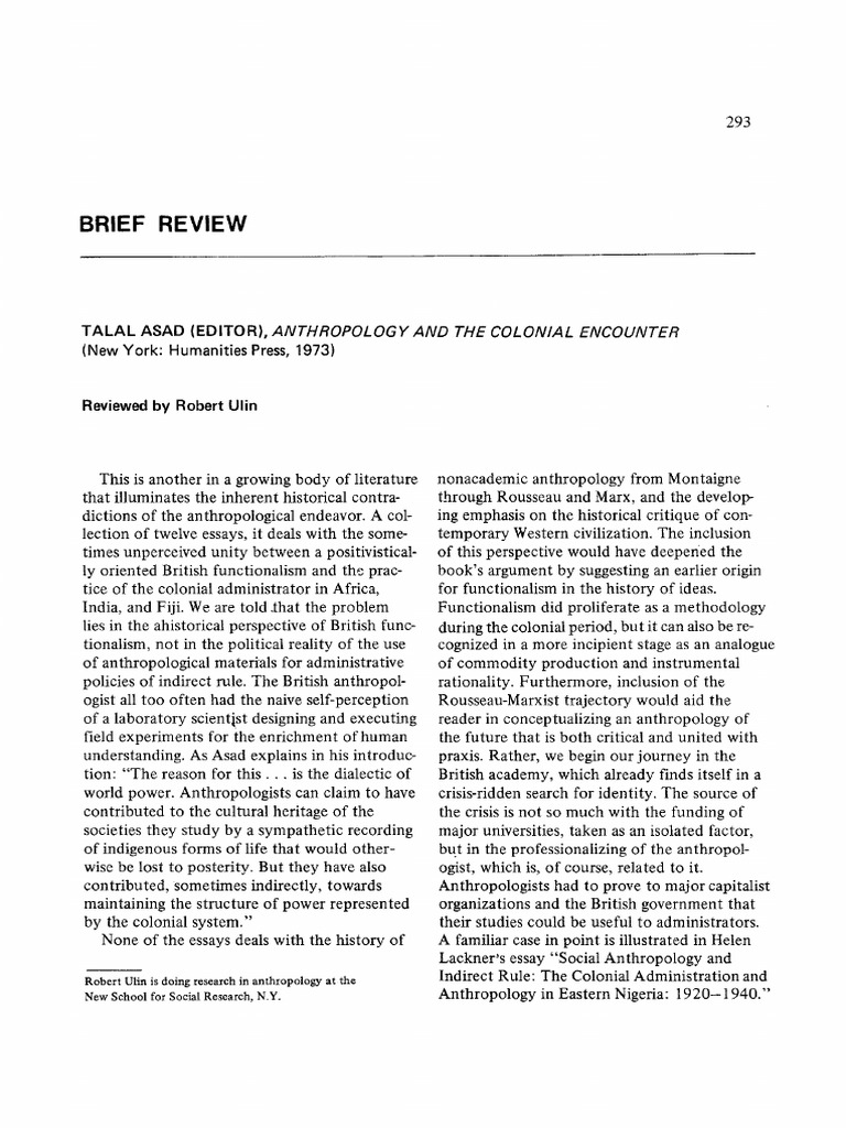 Anthropology and The Colonial Encounter | PDF | Anthropology | Liberal ...