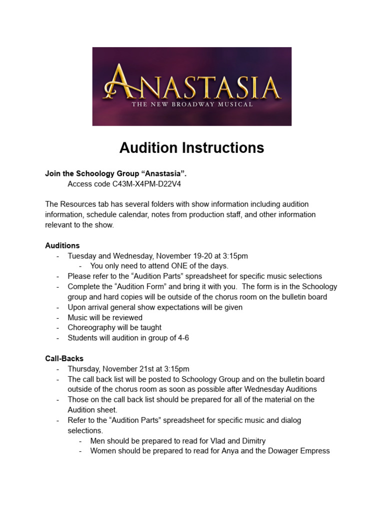 Audition Instructions | PDF | Foreign Language Studies | Art