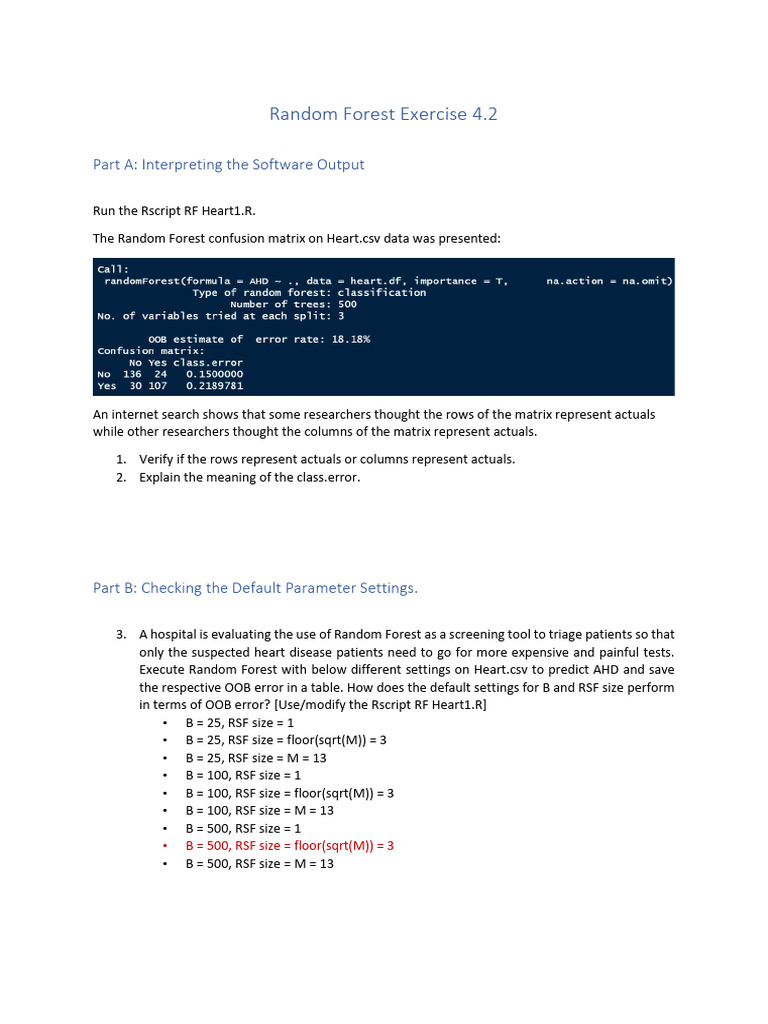 Random Forest Exercise 4.2 | PDF