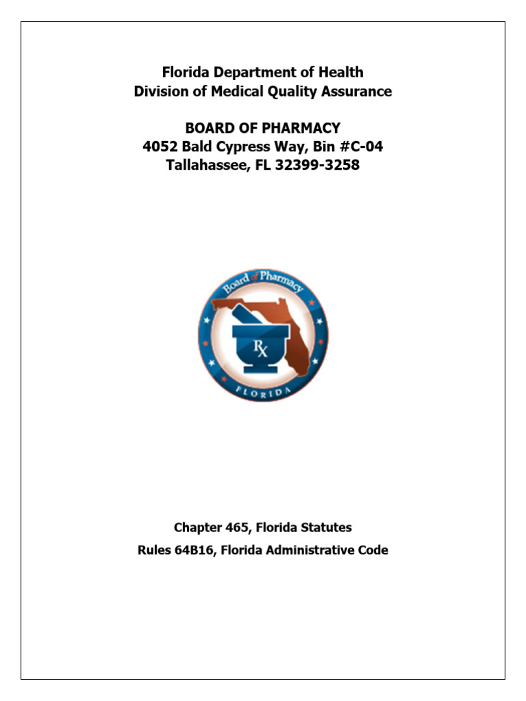 Florida Pharmacy Laws and Rules Guide | PDF | Pharmacy | Medical ...