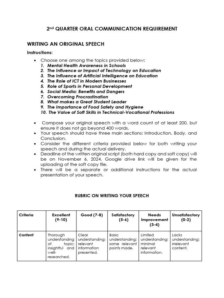 Quarter 2 Oral Comm. Final Requirement | PDF | Cognition | Communication