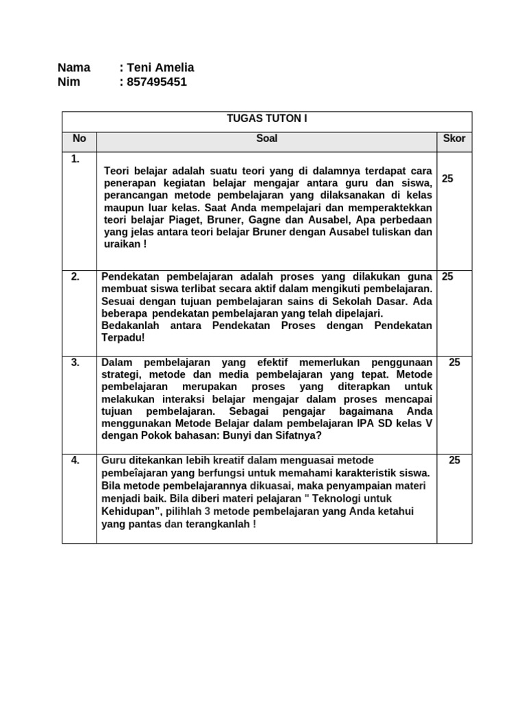 Tugas Tuton I | PDF | Karier & Perkembangan | Kesehatan Holistik