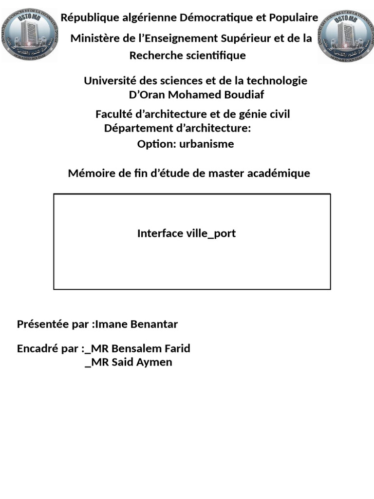 Interface Ville-Port à Oran | PDF | Port | Transport