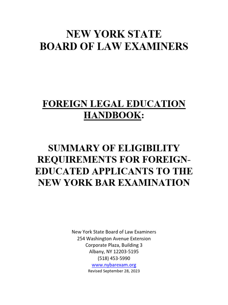 NY Bar Exam Eligibility for Foreign Lawyers | PDF | Law School | Legal ...