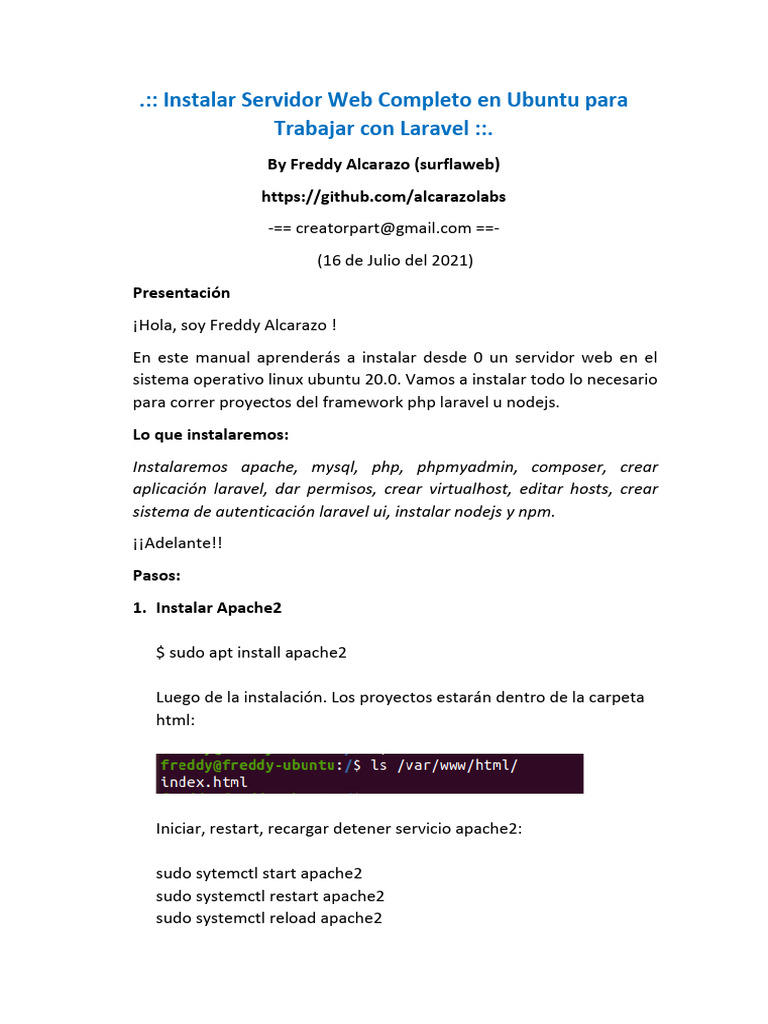 6 Manual Instalar Servidor Web Completo en Ubuntu para Trabajar | PDF | Servidor HTTP Apache ...