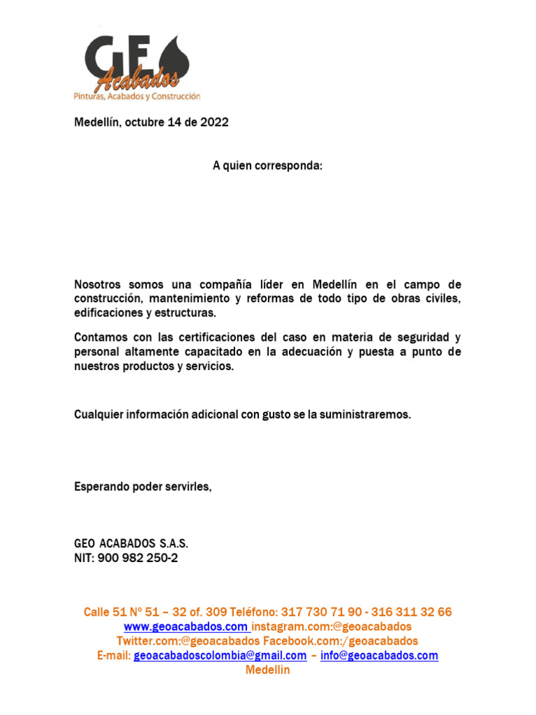 Carta Laboral Camilo Roldan | PDF