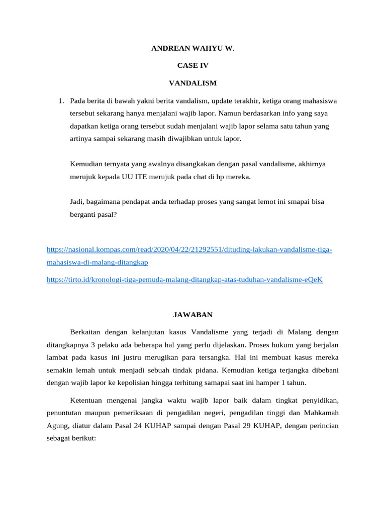 CASE IV.4 Vandalism Extended Andrean W. | PDF | Ilmu Sosial