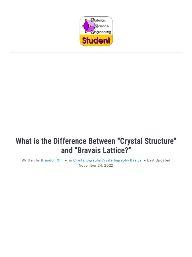 What Is The Difference Between "Crystal Structure" and "Bravais Lattice ...