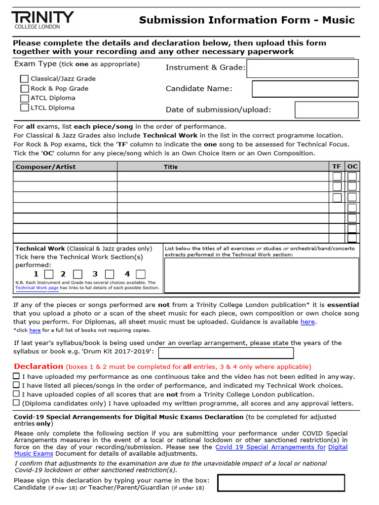 Submission Information Form | PDF | Sheet Music | Musical Compositions