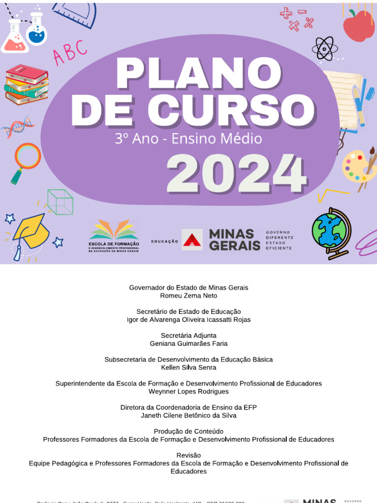 Plano de Curso MG - 3 | PDF