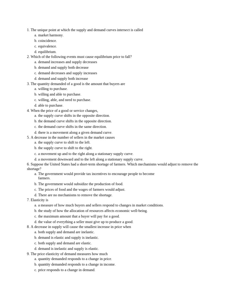 Mid Exam (1) - PRINCPLE OF ECONOMICS TEST EXAM | PDF | Monopoly ...