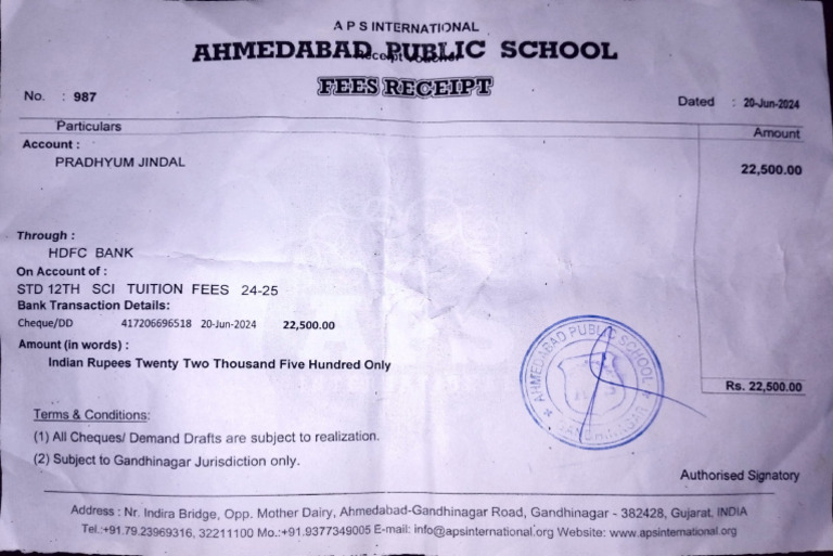 Fees Receipt Aps June 24 | PDF