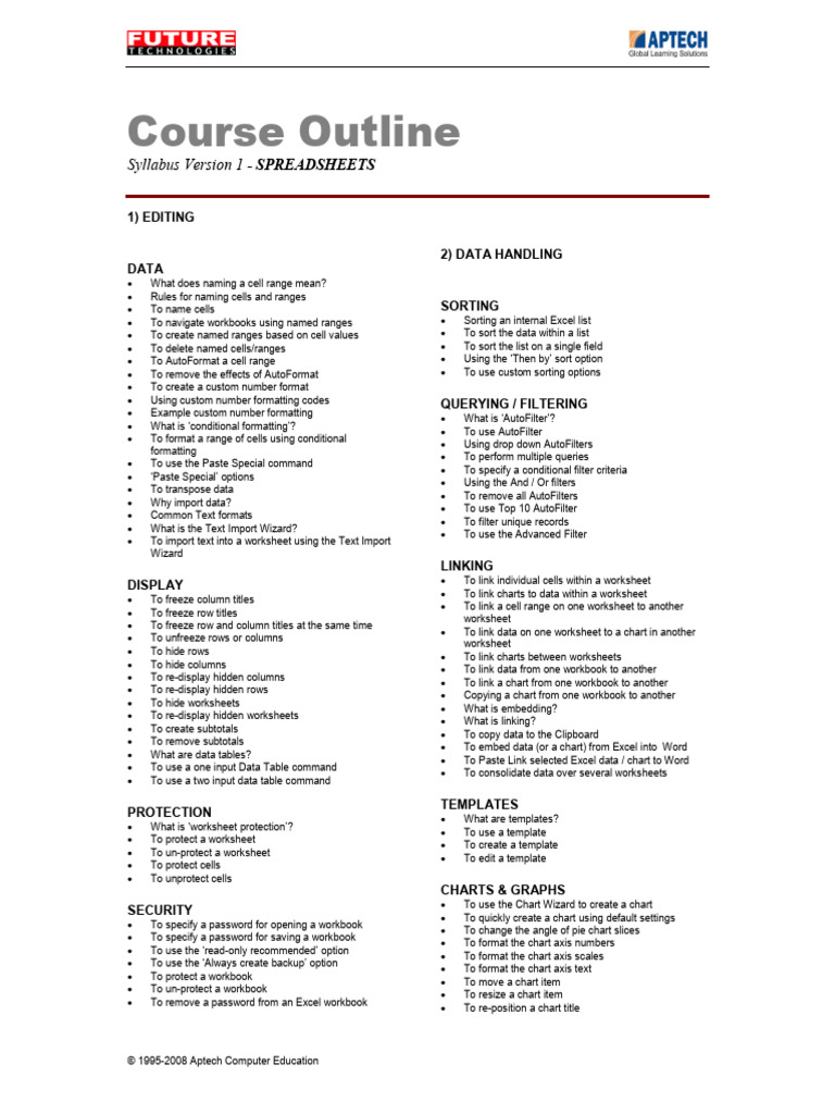 Advanced.Excel_outline | PDF | Microsoft Excel | Computer Programming Advanced.Excel_outline | PDF | Microsoft Excel | Computer Programming