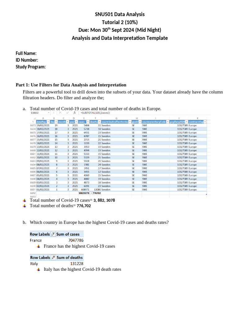 Data Analysis and Interpretation Template | PDF
