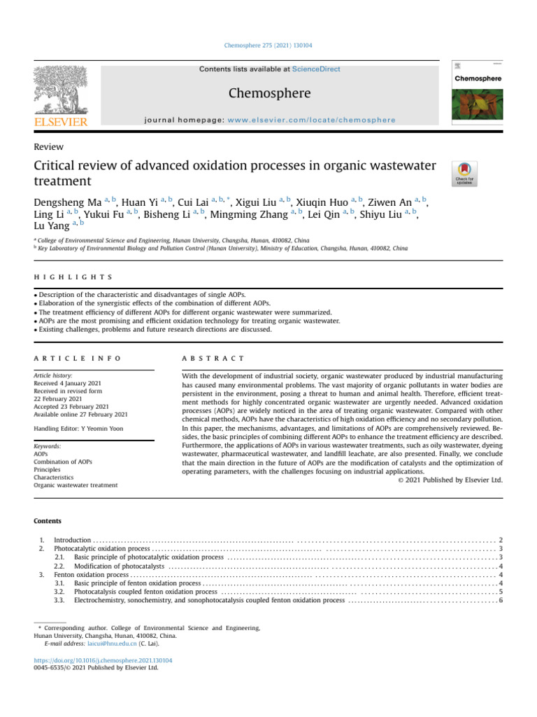 Advanced Oxidation in Wastewater | PDF | Titanium Dioxide | Doping ...