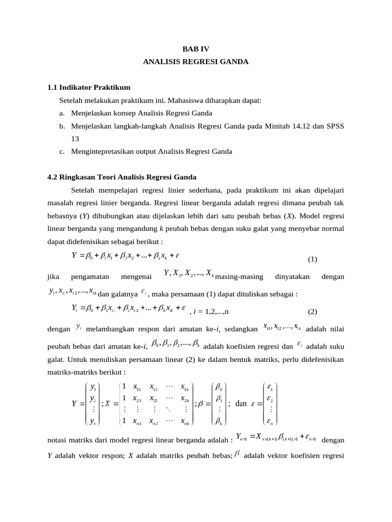 Regresi Linear Berganda | PDF