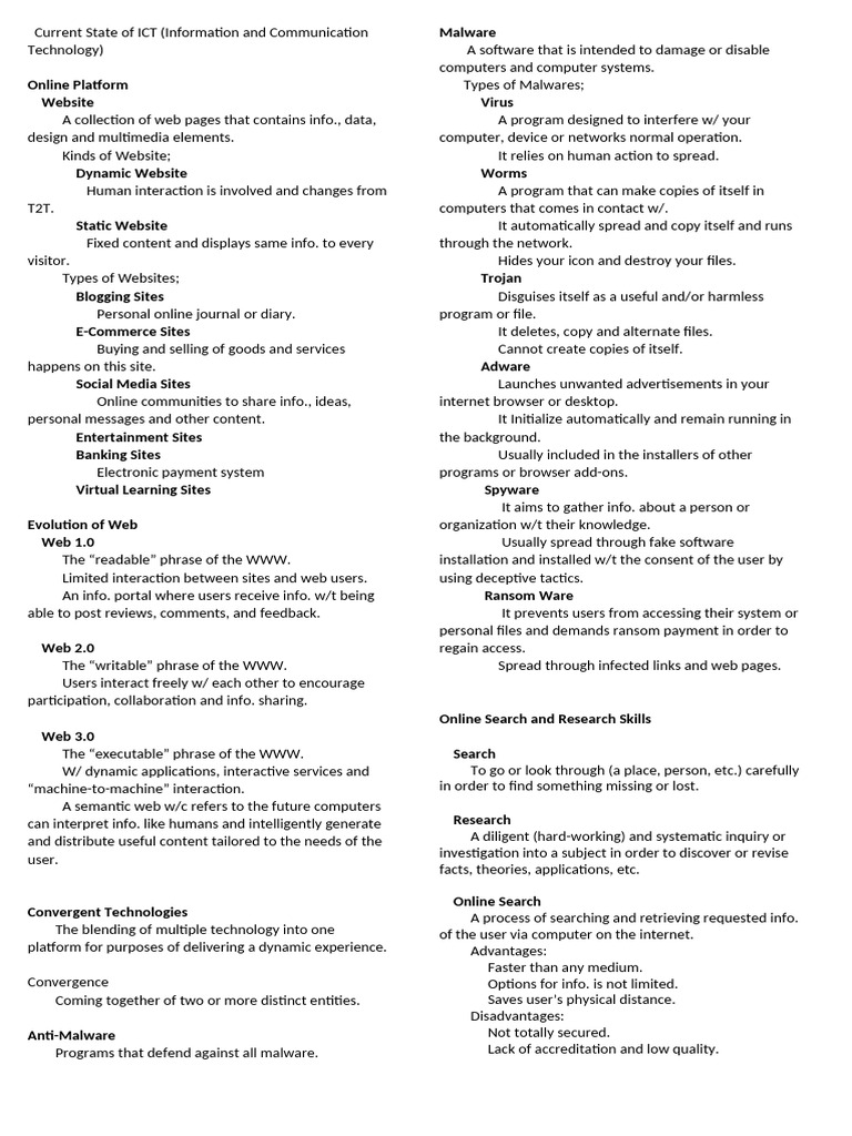 EmpTech Reviewer Done | PDF | World Wide Web | Internet & Web