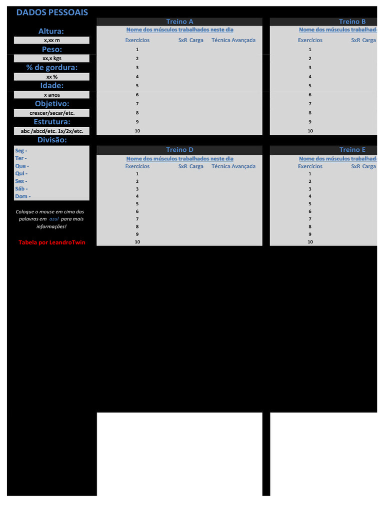 Qdoc - Tips Tabela de Treino Leandrotwin | PDF