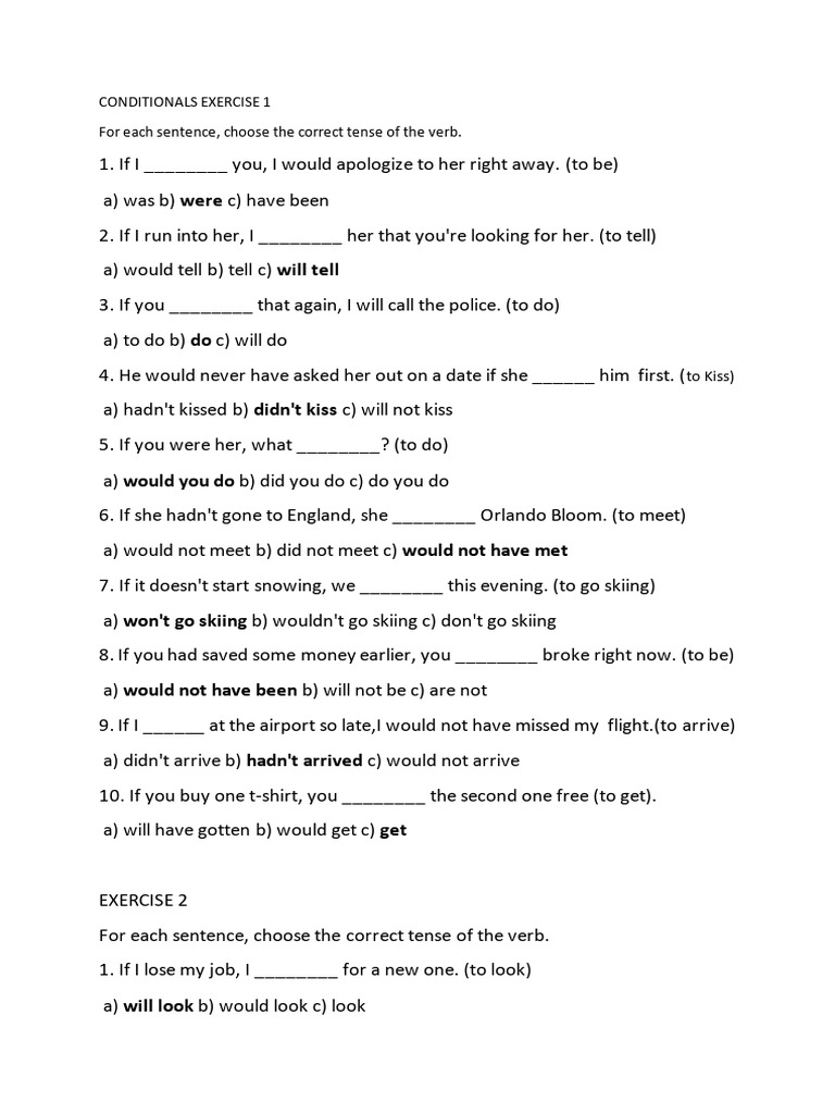 Conditionals More Exercises | PDF | Language Arts & Discipline | Art