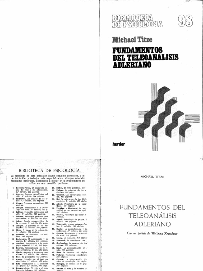 Fundamentos Del Teleoanalisis Adleriano - Michael Titze | PDF