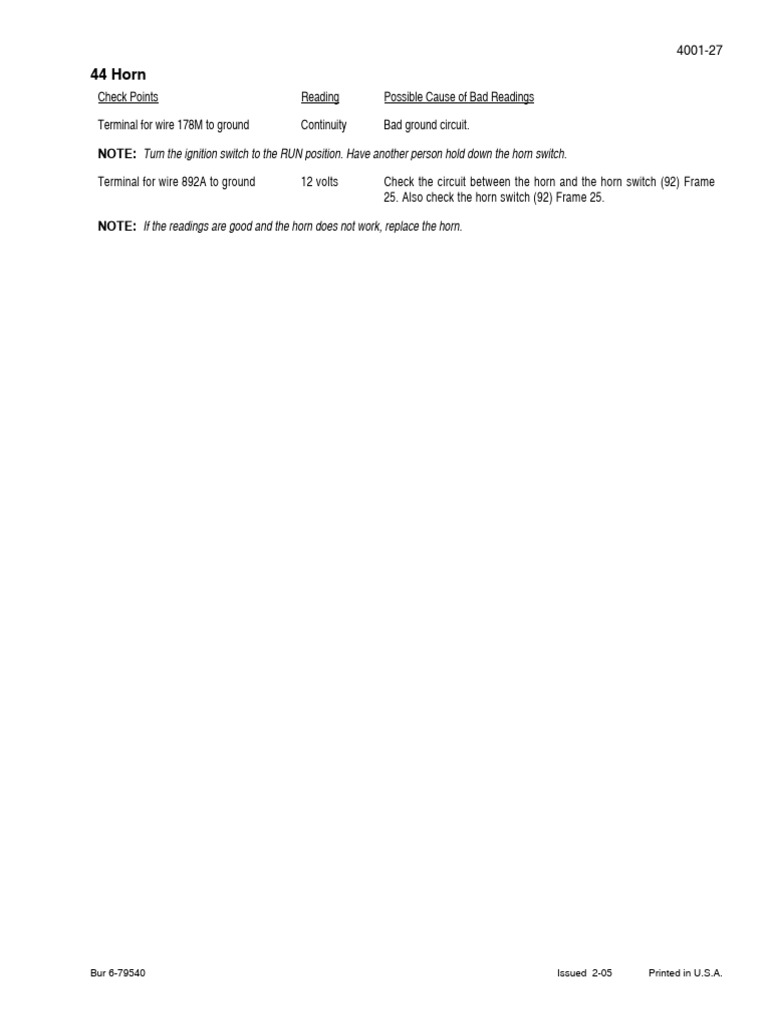 Horn Switch Function Testing Guide | PDF